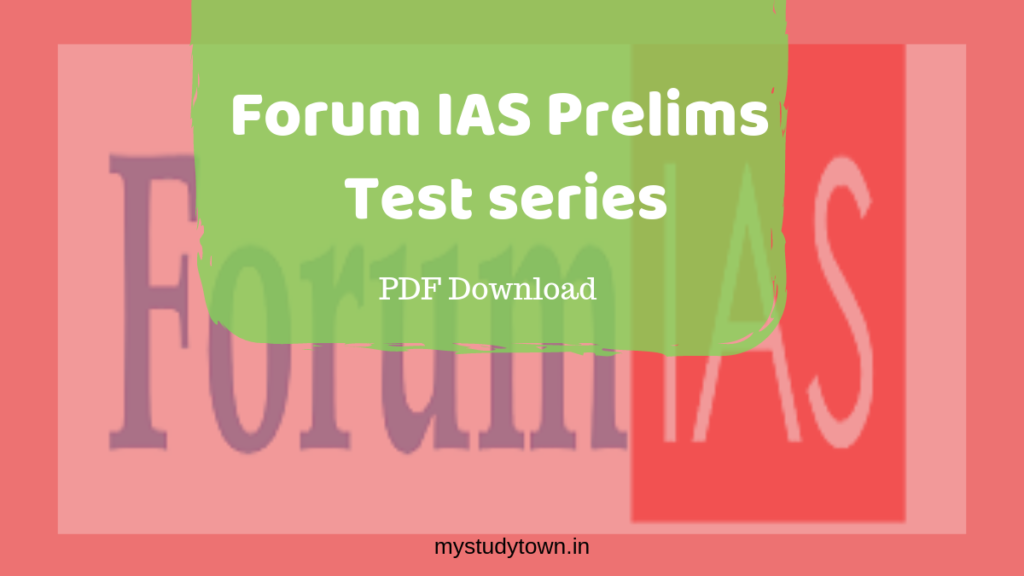 Forum IAS Prelims 2020 Test 1 With Solution PDF | MyStudyTown