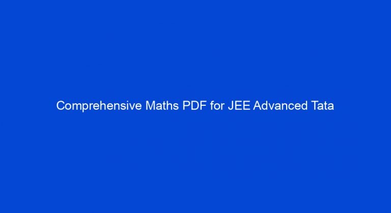 Comprehensive Maths PDF for JEE Advanced [Tata McGraw Hill] - My Study Town