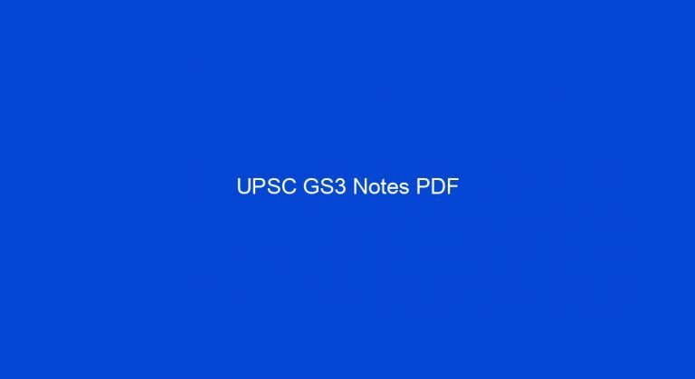 UPSC GS3 Notes PDF - My Study Town