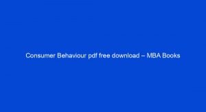 Consumer Behaviour Book PDF Free Download - My Study Town