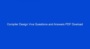 Compiler Design Viva Questions and Answers PDF Dowload - My Study Town